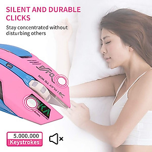 Greshare Gaming Mouse,7 Colors Backlit Optical Game wireless Mice Ergonomic with 2400 DPI and 6 Buttons 4 Shooting with Nano Receiver for Computer/Win/Mac/Linux/Andriod/iOS,Pink.