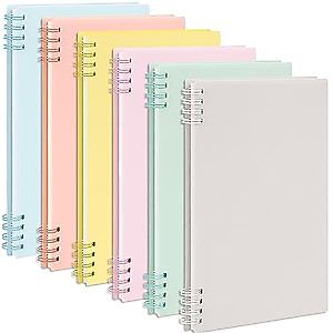 EOOUT 6 Pack Lined Spiral Notebook, 5.7" x 8.3" Journal for Women, Aesthetic Thick Plastic Cover, Pastel Color 160 Pages for School, Office, Artist Writing/Drawing