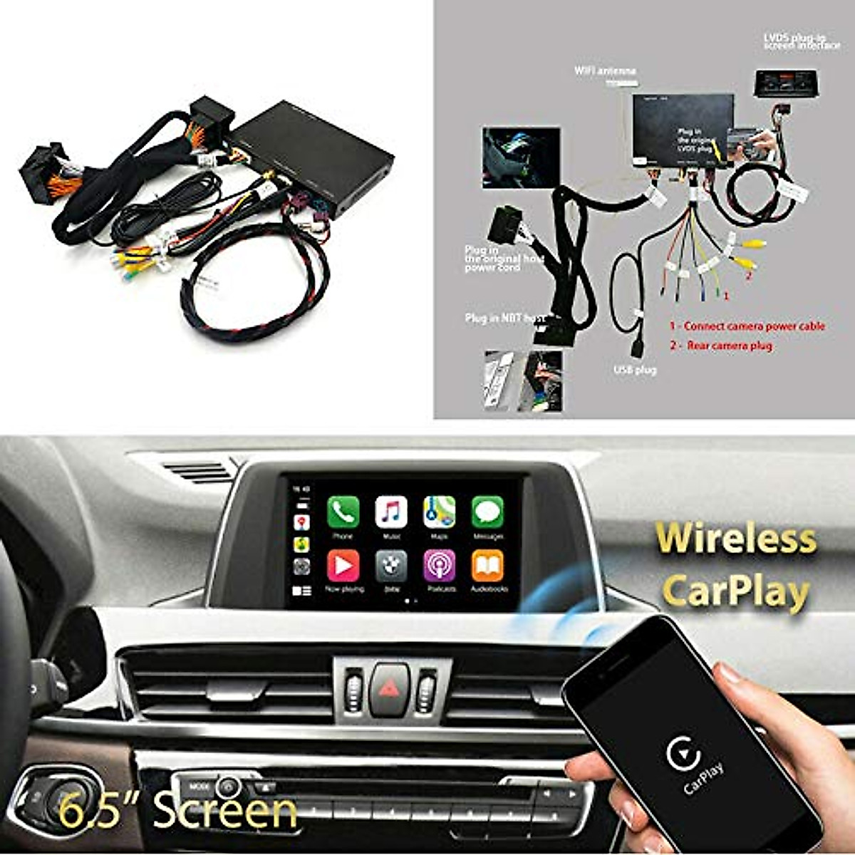 PANGOLIN Wireless CarPlay for BMW NBT System, with Android Auto Retrofit Interface, iOS AirPlay Mirror Function