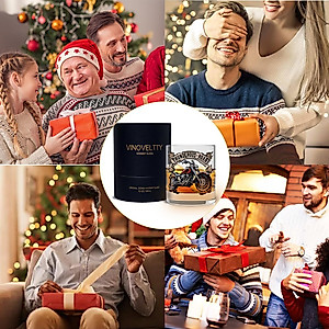 Vinoveltty Motorcycle Whiskey Glass, Motorbike Gifts Whisky Gifts for Men Dad, Fathers Gifts Christmas Birthday Gift for Biker Dad Brother, Whiskey Tumbler(300 ML)