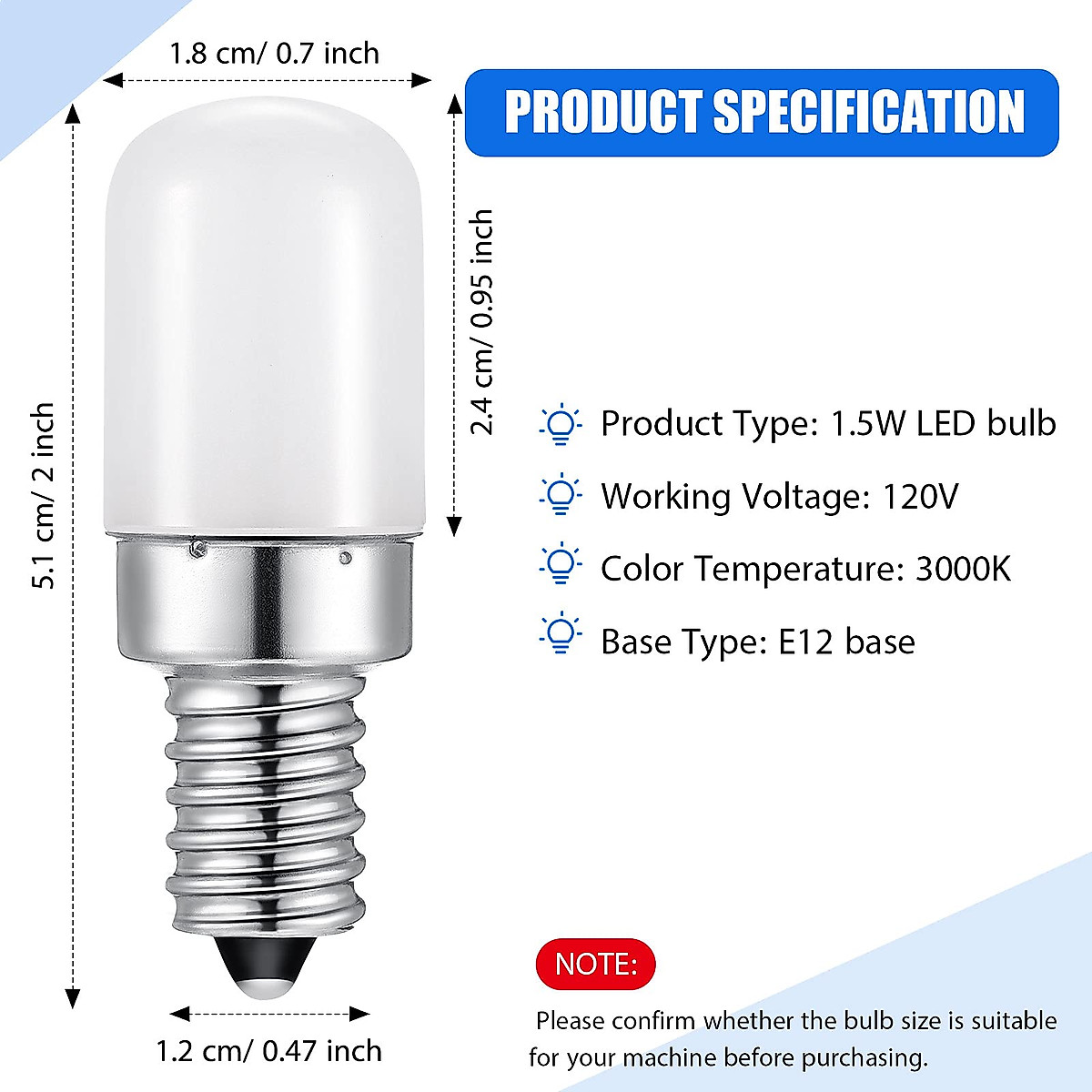 Honoson 8 Pieces C7 S6 Night Light Bulbs 15 W Light Bulbs Equivalent(1.5W), LED Bulb Candelabra E12 Base, Soft/Warm White 3000K LED, Small LED Light for Bedroom Salt Lighthouse Lamp