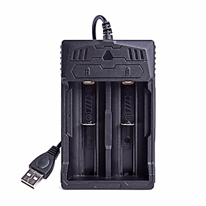 ANXPTIME Universal 2 Slots Battery Charger USB 3.7V Smart Charging for Rechargeable Li-ion Batteries 18650 26650 14500 16340 2 Channels Smart Battery Charger with Safe Protections