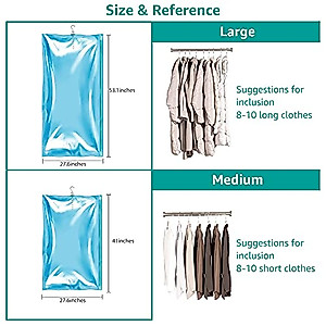 LEVERLOC Hanging Vacuum Storage Bags, Set of 4 Space Saver Bags for Clothes, Vacuum Sealed Garment Bags for Suits, Coats, Jackets, 80% Space Saving, 2 Long 2 Short