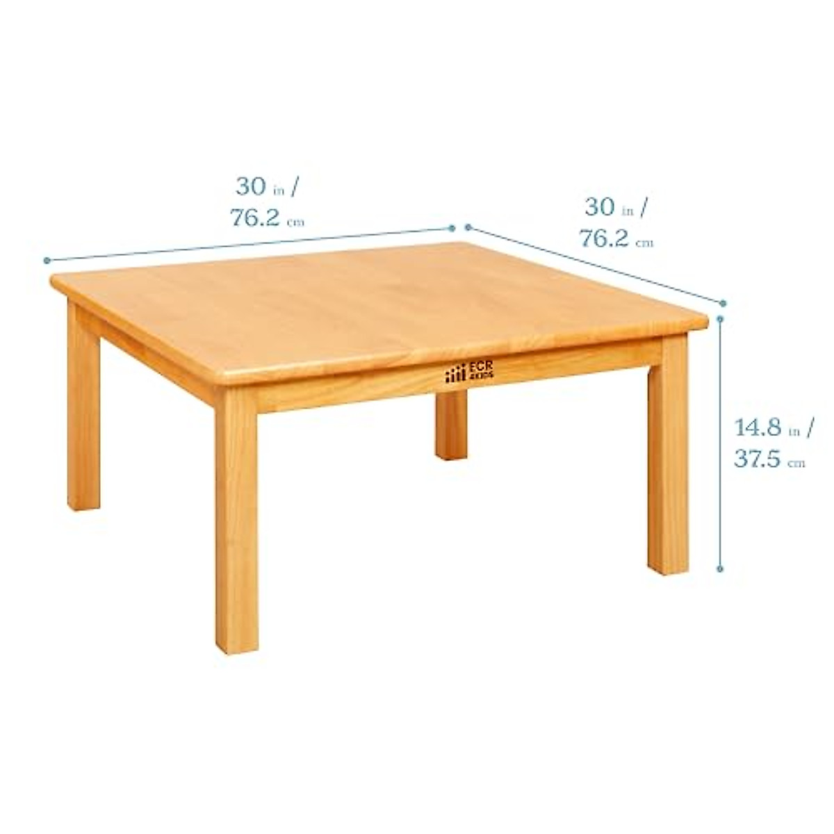 ECR4Kids 30in x 30in Square Hardwood Table with 14in Legs, Kids Furniture, Honey