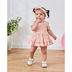 WESIDOM Newborn Baby Girl Romper Dress 0-18M Baby Girls Summer Clothes Outfits Short Sleeve Jumpsuits with Headband