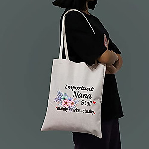 PWHAOO Nana Tote Bag Gift Important Nana Stuff Mainly Snacks Actually Tote Bag Mother's Day Gift (Nana Stuff TB)