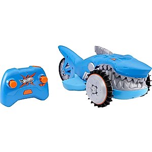 Hot Wheels R/C Supercharged Shark Vehicle, that Races on Land & Water, R/C Chomping Mechanism, Dynamic Steering, for Kids 5 Years Old & Older [Amazon Exclusive]