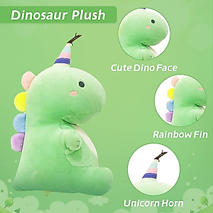 Dinosaur Stuffed Animals Toys Cute Dinosaur Plush Toys Dolls with Unicorns Horn Soft Dino Plushies Birthday Gifts for Boys Girls 9.8 Inch
