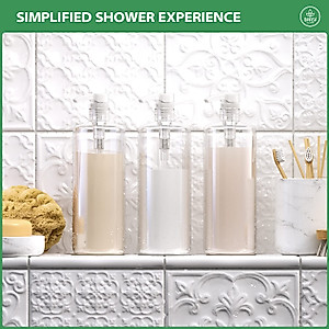 Bar5F Universal Shampoo/Conditioner Dispenser Pump for 1 Liter (33.8 Oz) Bottles - Natural Clear, Pack of 2