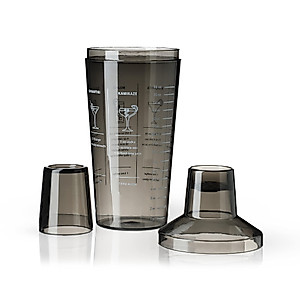 True Smoke Recipe Shaker, Tinted Plastic Cocktail Shaker, Includes 7 Drink Recipes with Measurements