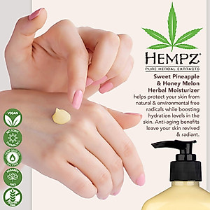 Hempz Sweet Pineapple & Honey Melon Moisturizing Skin Lotion, Natural Hemp Seed Herbal Body Moisturizer with Jojoba, Natural Extracts, Vitamin A and E, 17 oz, 2 Pack Bundle