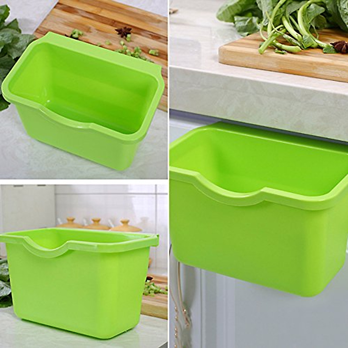 shlutesoy Multi-Function Kitchen Cabinet Door Plastic Basket Hanging Trash Can Waste Bin Garbage Bowl Box