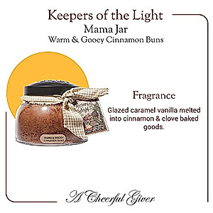 A Cheerful Giver - Warm & Gooey Cinnamon Buns Mama Scented Glass Jar Candle (22oz) with Lid & True to Life Fragrance Made in USA