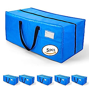 AlexHome Moving Bags Heavy Duty,Extra Large Packing Bags for Moving,Reusable Plastic Moving Totes,Clothes Storage Containers,Moving Supplies Bins,Compatible with Ikea Frakta Cart (Blue,Set of 5)