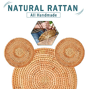 Milkary 4 Pack Handwoven Rattan Coasters, Table Woven Trivet for Hot Dishes Plates Cup as A Gift for Family Friends Colleague Housewarming Birthday Christmas Holiday Party