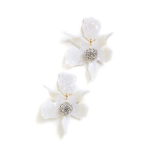 Lele Sadoughi Women's Crystal Lily Earrings, Mother of Pearl, Off White, White, One Size