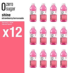 vitaminwater zero sugar shine, electrolyte enhanced water w/ vitamins, strawberry lemonade drinks, 20 fl oz, 12 Pack