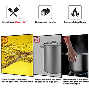 NIITAWH Wok Utensils for Carbon Steel, Stainless Steel Wok Spatula Metal, 4-Pieces 17 Inch Extra Long, Wok Tools Professional Set, Wooden Handle Skimmer, Soup Ladle, Slotted Turner