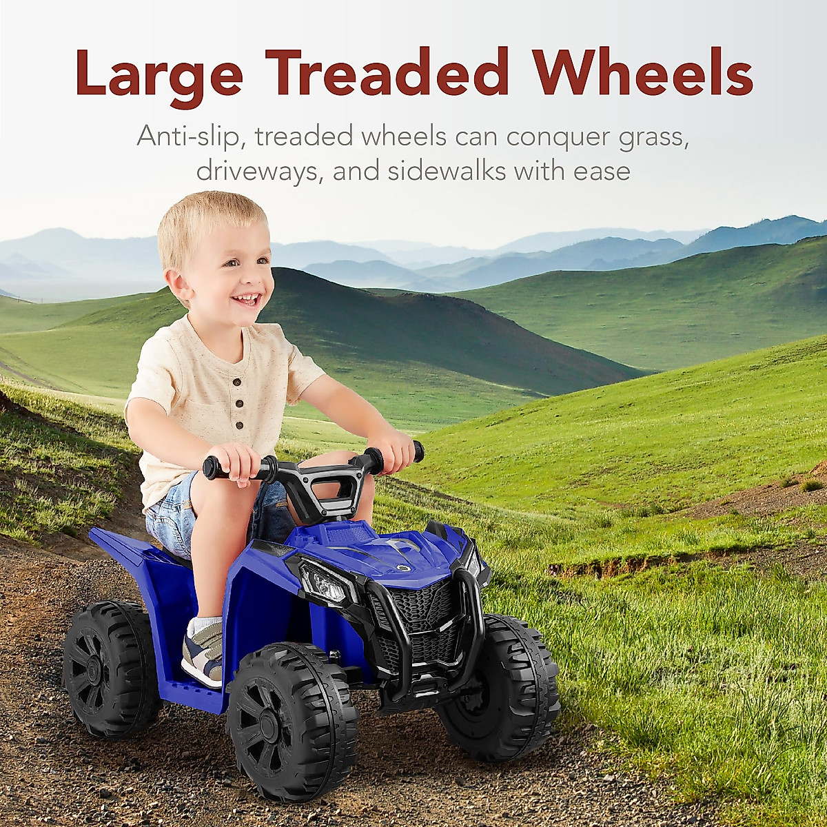 Best Choice Products 6V Kids Ride On Toy, 4-Wheeler Quad ATV Play Car w/ 1.8MPH Max Speed, Treaded Tires, Rubber Handles, Push-Button Accelerator - Blue