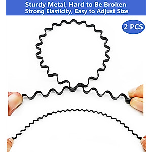 bodbop XINGZHE Hairband, Metal Unisex Wavy Hair Hoop with Teeth for Men, Women, and Boys, 2 PCS Black for Sports
