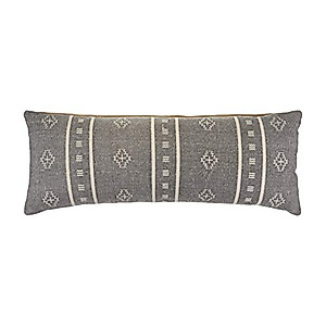 LR Home Embroidered Throw Pillow, 1 Count (Pack of 1), Frost Gray/Cream