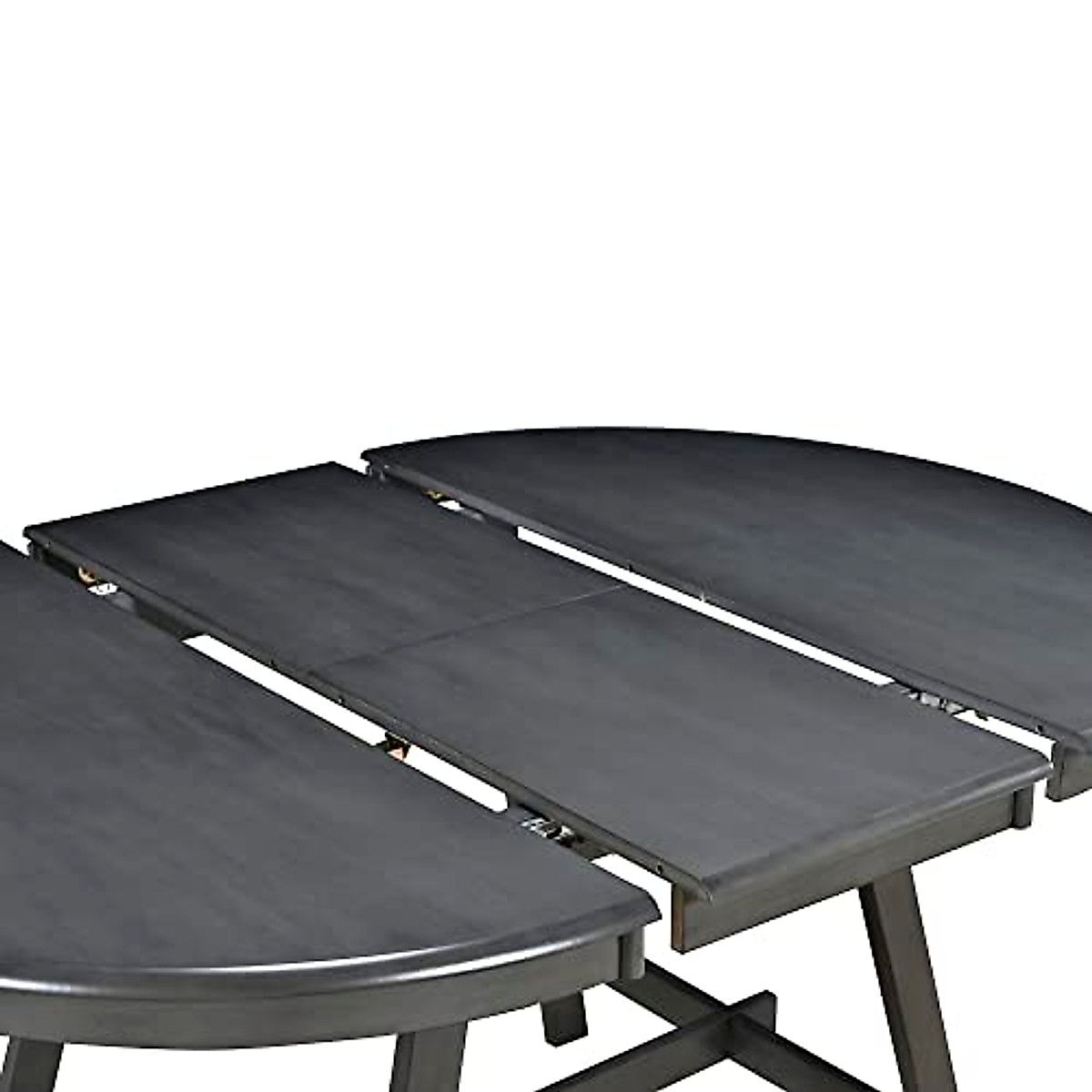 Lepfun Round Extendable Chairs, 4 Person, Wooden Kitchen Home Room (Grey), 5 Pieces Dining Table Set 1