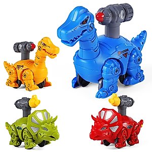 Dinosaur Press and Go Toy Cars for Toddlers, Dino Pull Back Car for Age 1.5 2 3 4 5 6 Year Old, Dinosaurs Vehicles with Wheels, Preschool Play Set for Kids, Birthday Party Gifts for Boys Girls, 4 Pack