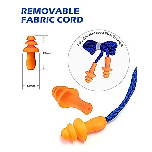 12 Pairs Corded Silicone Ear Plugs - Individually Wrapped - Reusable Noise Cancelling Earplugs for Hearing Protection - Shooting Range Noise Reduction, Construction Work, Hunting Ear Protection