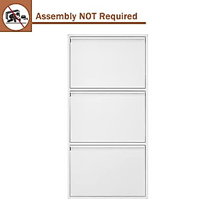 SPACEROCK 3 Drawer Shoe Storage Cabinet Wall Mounted & No-Assembly 20“ Metal Shoe Cabinet for Entryway, Hallway, and Corridor, Holds 9 Pair Shoes (White, 20 Inches)