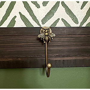 Knobs By Blossom Vintage Antique Brass Iron Wall Hooks Tie Backs Bronze Handmade Metal Animal Hook (3. Bee), TFVSAH
