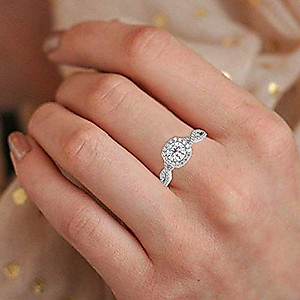 1/3 Carat Diamond and 3/4 Carat Moissanite Petite Twisted Vine Milgrain Halo Engagement Ring for Women in 14k White Gold (I-J/G, SI1-SI2/VS2, cttw) Size 9 by VVS Gems