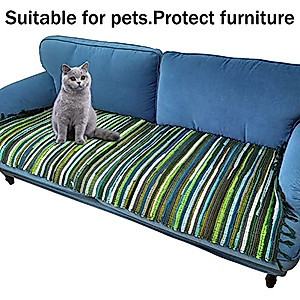 Aitik Chindi Rag Rug - Handmade Reversible - Boho Farmhouse Rustic Area Runner Rug for Living Room Kitchen Entryway - 28"x72" (2'4"x6') - Green