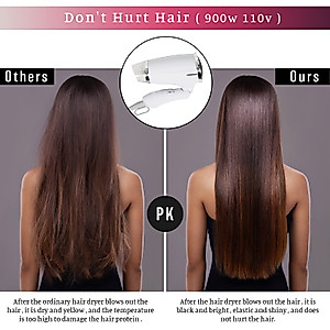 Travel Hair Dryer Folding Hair Blow Dryer Compact Travel Blow Dryer Portabel Small Hair Dryer 3 Heat Settings Lightweight Mini 8x7inch Low Noise (White)