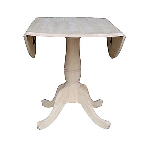 IC International Concepts International Concepts 42" Round Dual Drop Leaf Pedestal Table-29.5" H, Unfinished Dining Table, Ready to Finish
