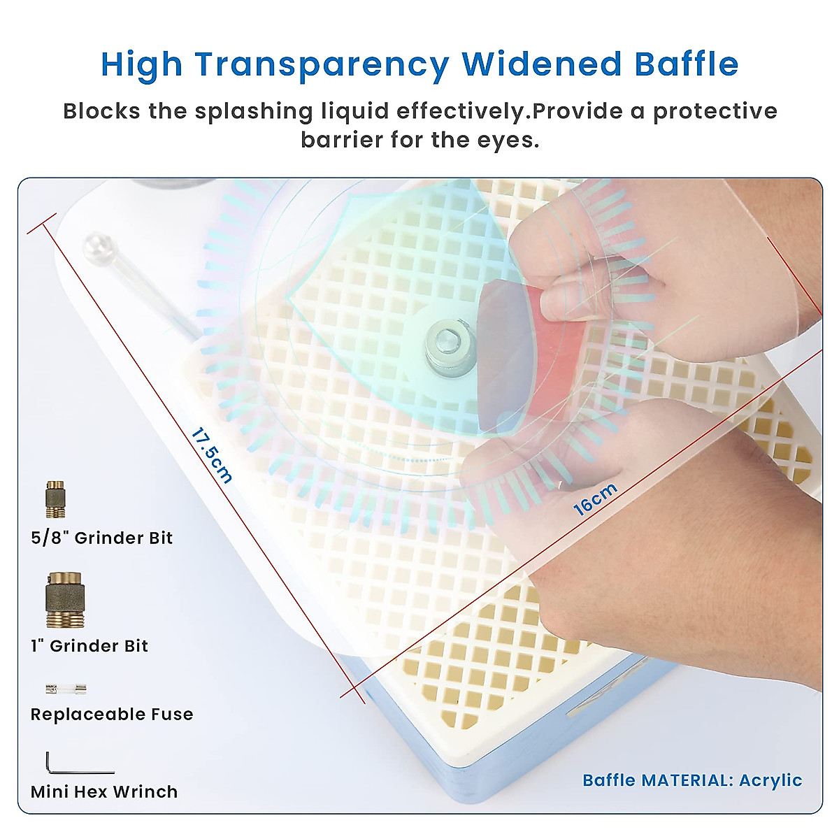 ANBULL Stained Glass Grinder Machine,Mini Portable Stained Grinder Glass Art Grinding Tool with 5/8" & 1" Grinder Bits (110V, 65W, Blue)