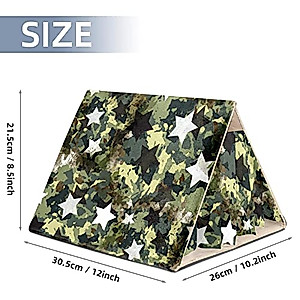 Camouflage Green Retro Star White, Guinea Pig Hideout for Small Animal Hamster Gerbils Chipmunks Squirrels Hedgehogs Guinea Pig Bed