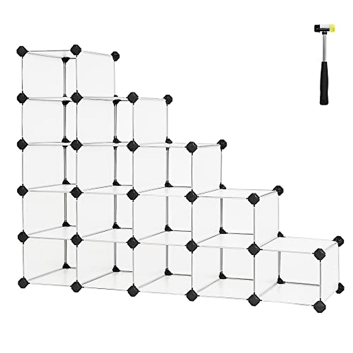 SONGMICS Shoe Rack, Space-Saving 15-Count Plastic Shoe Storage Organizer Unit, Shoe Cabinet, Ideal for Entryway Hallway Closet Garage, 14.2 x 44.5 x 34.6 Inches, Transparent ULPC44S