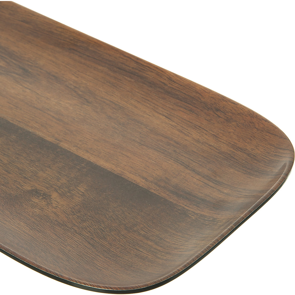 Carlisle FoodService Products Epicure Plastic Tray, 14.75" x 6.75", Dark Woodgrain