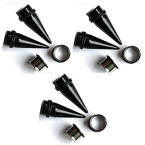 Zaya Body Jewelry Choose 3 Sizes: 0g- 1 inch 6 Pairs Black Tapers and Surgical Stainless Steel Tunnels Ear Stretching kit gauges Plugs 1g(7/16" 1/2" 9/16")