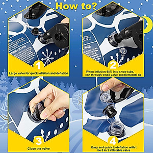 Plus Size Snow Tube -49" Inflatable Sleds for Kids and Adults Snowboard with Thicker K80 Military Grade Material Heavy Duty Snow Tube Portable Toboggan for Sledding Skiing Winter Outdoor Fun Snow Toy