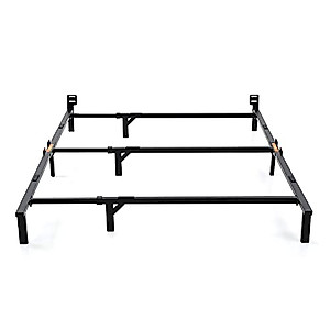 Classic Brands Hercules Compact Heavy-Duty Metal Bed Frame | Adjustable Width Fits Queen, King, and Cal King Mattresses, Black