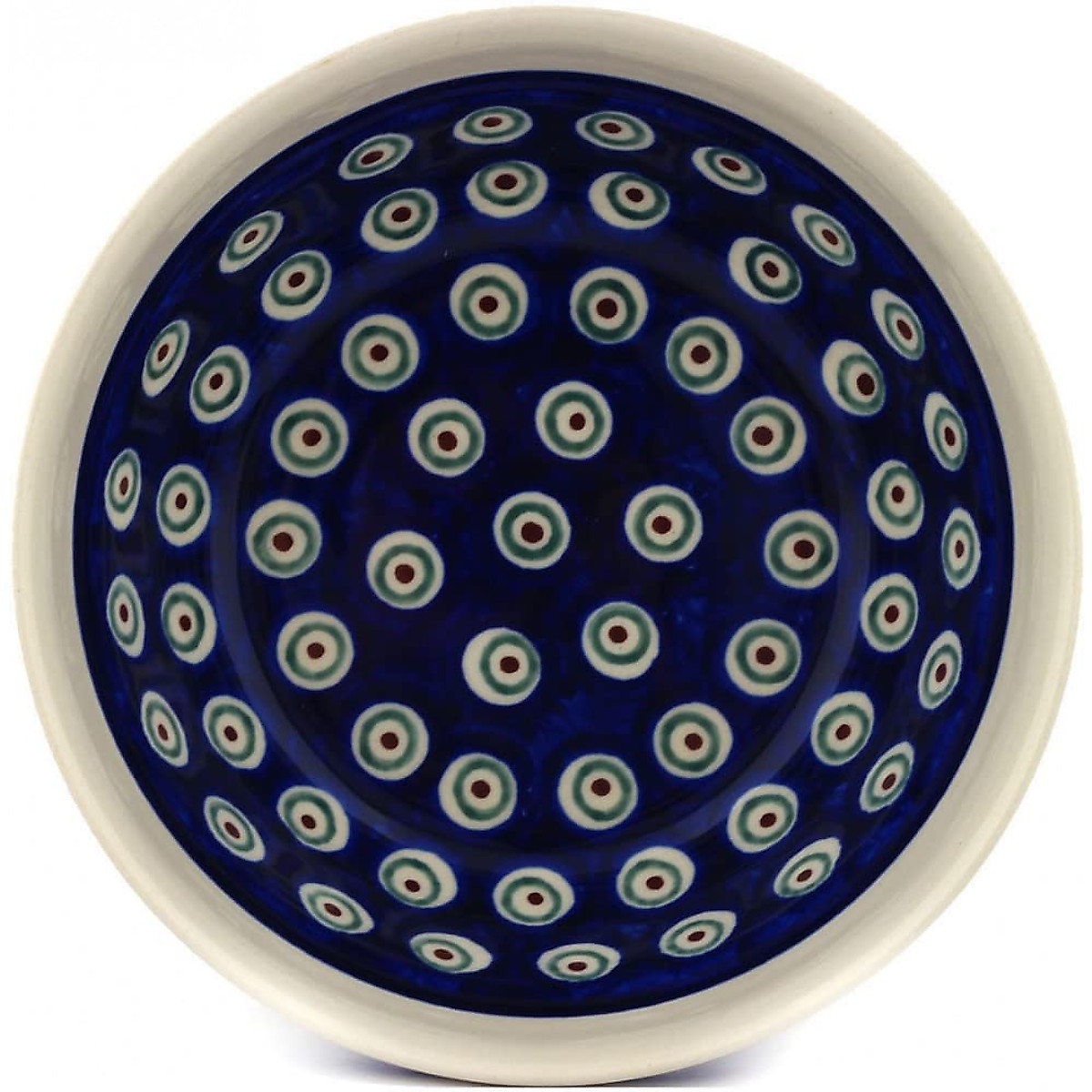 Polish Pottery 6½-inch Bowl (Peacock Leaves Theme) + Certificate of Authenticity