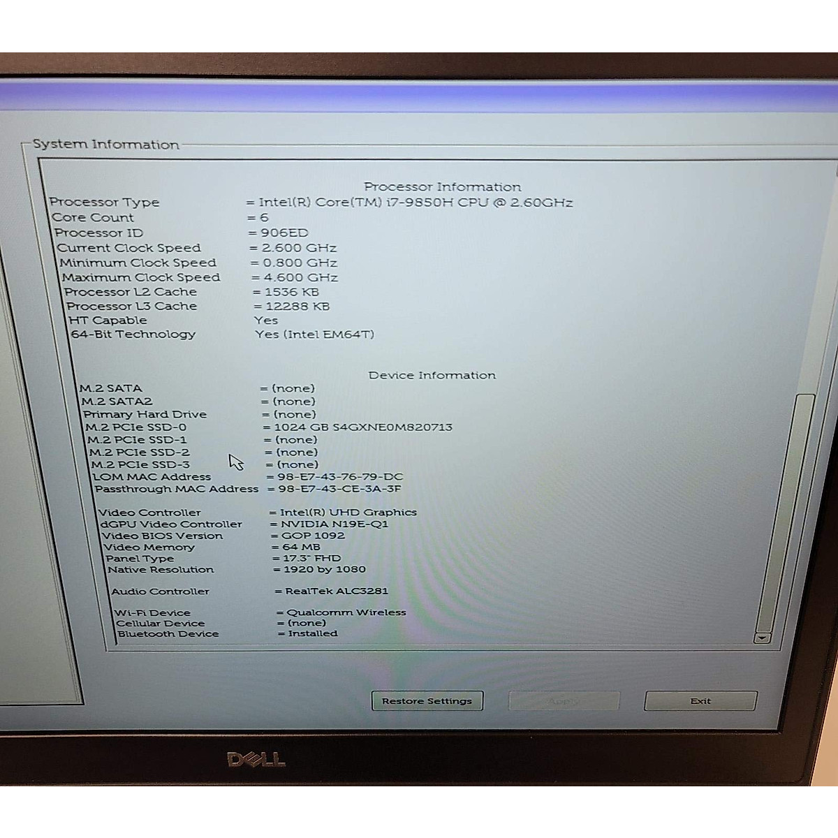 Dell Precision 7740 17.3" Mobile Workstation - Intel Core i7-9850H - 16GB RAM - 512GB SSD