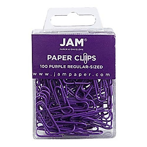 JAM PAPER Colorful Standard Paper Clips - Regular 1 Inch - Purple Paperclips - 100/Pack