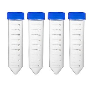 uxcell 10 Pcs 45ml Plastic Centrifuge Tubes with Screw-on Cap, Polypropylene Graduated Micro Centrifuge Tube, Conical Bottom, Blue, Storage Container for Beads Sample Lab