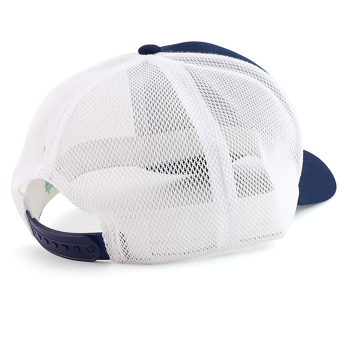 Trendy Apparel Shop Oversize XXL Structured Trucker Mesh Baseball Cap - Navy White - 2XL