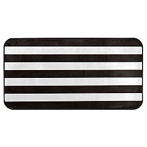 Kitchen Floor Mat White Black Stripe Non-Slip Kitchen Rug Comfort Rug for Floor, Office, Sink, Laundry 39 x 20 Inch