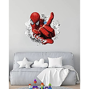 Kids Superhero Wall Decals Spiderman Wall Poster Decal Stickers Wall Decal Peel and Stick for Boys Bedroom Playroom Wall Decor