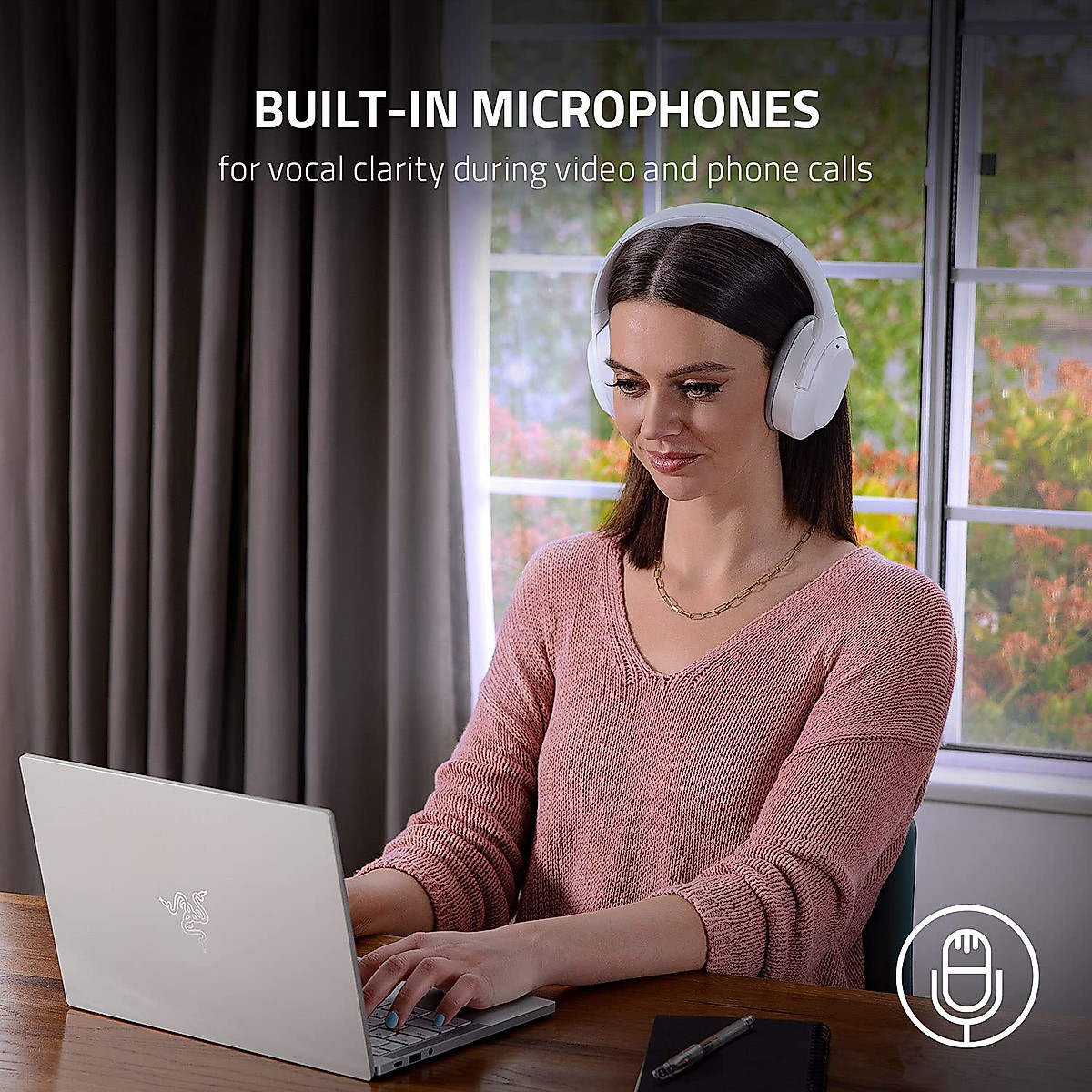 Razer Opus X Wireless Low Latency Headset: Active Noise Cancellation (ANC) - Bluetooth 5.0-60ms Low Latency - Customed-Tuned 40mm Drivers - Built-in Microphones - Mercury (Renewed)