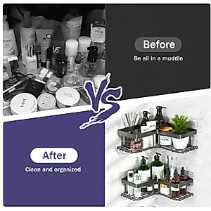 Adhesive Shower Caddy - 5 Pack Rustproof Corner Shower Rack, Drill-Free & Quick-Dry Shower Shelf，Stainless Steel Shower Storage Rack with Soap Holder & Toothpaste for Inside Shower with Large Capacity